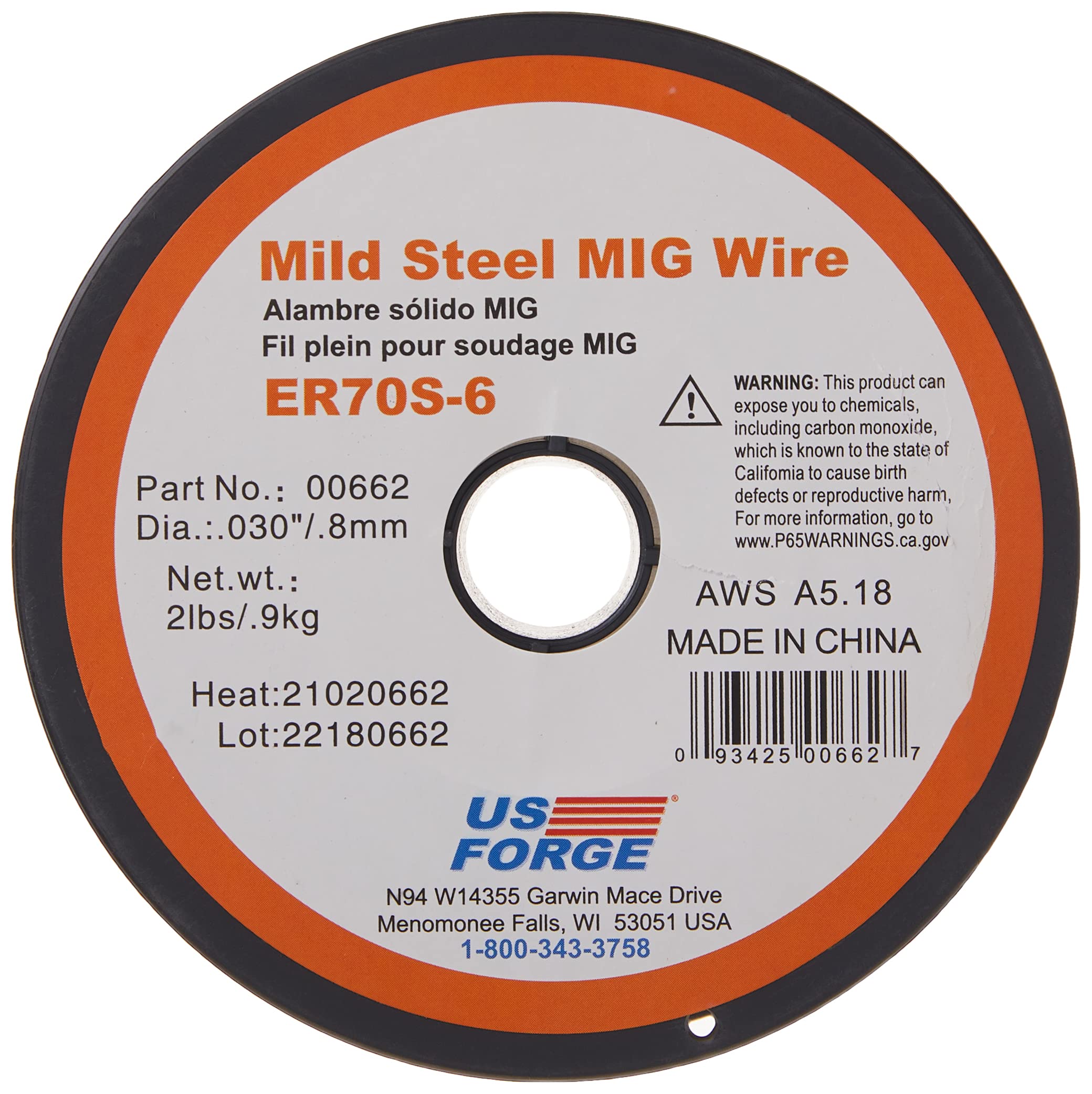 US Forge Welding Solid Mild Steel MIG Wire .030 2-Pound Spool #00662