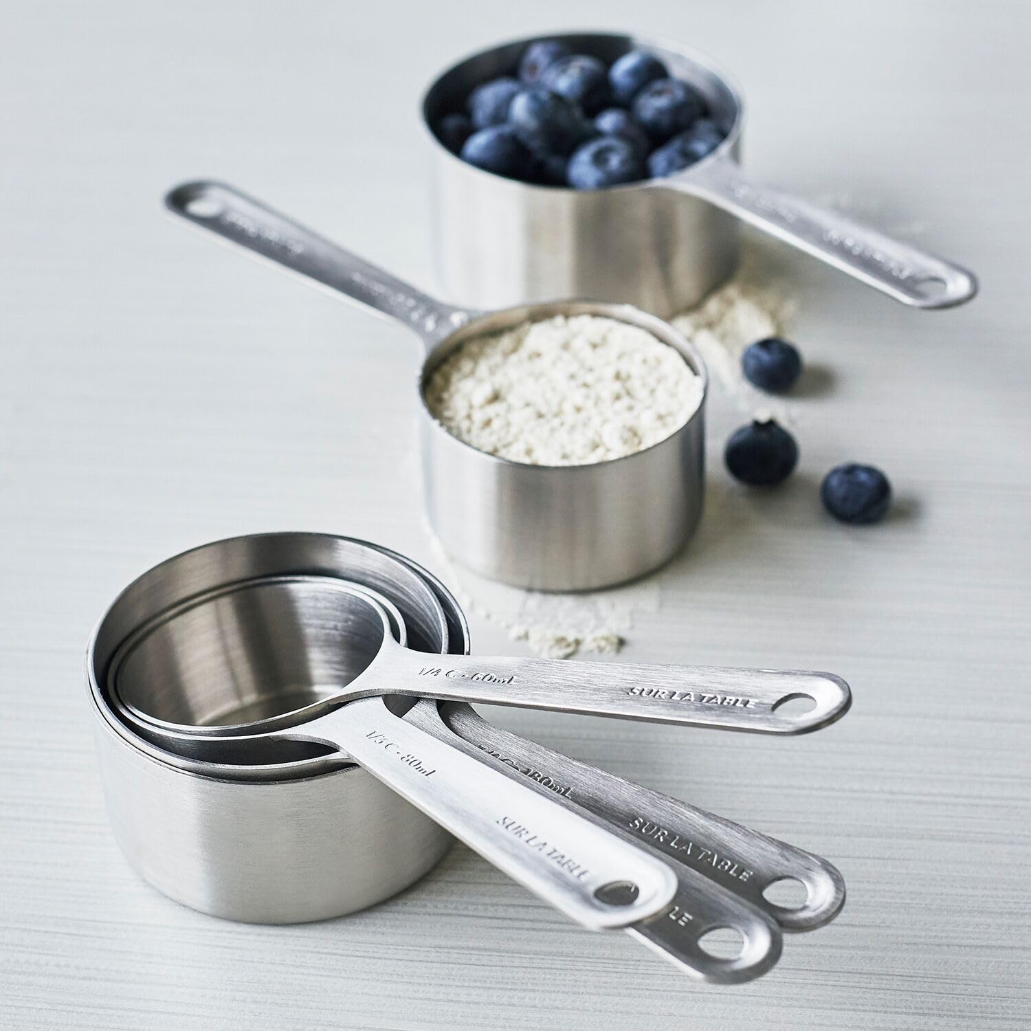 Sur La Table Stainless Steel Measuring Cups, Set of 6, Silver
