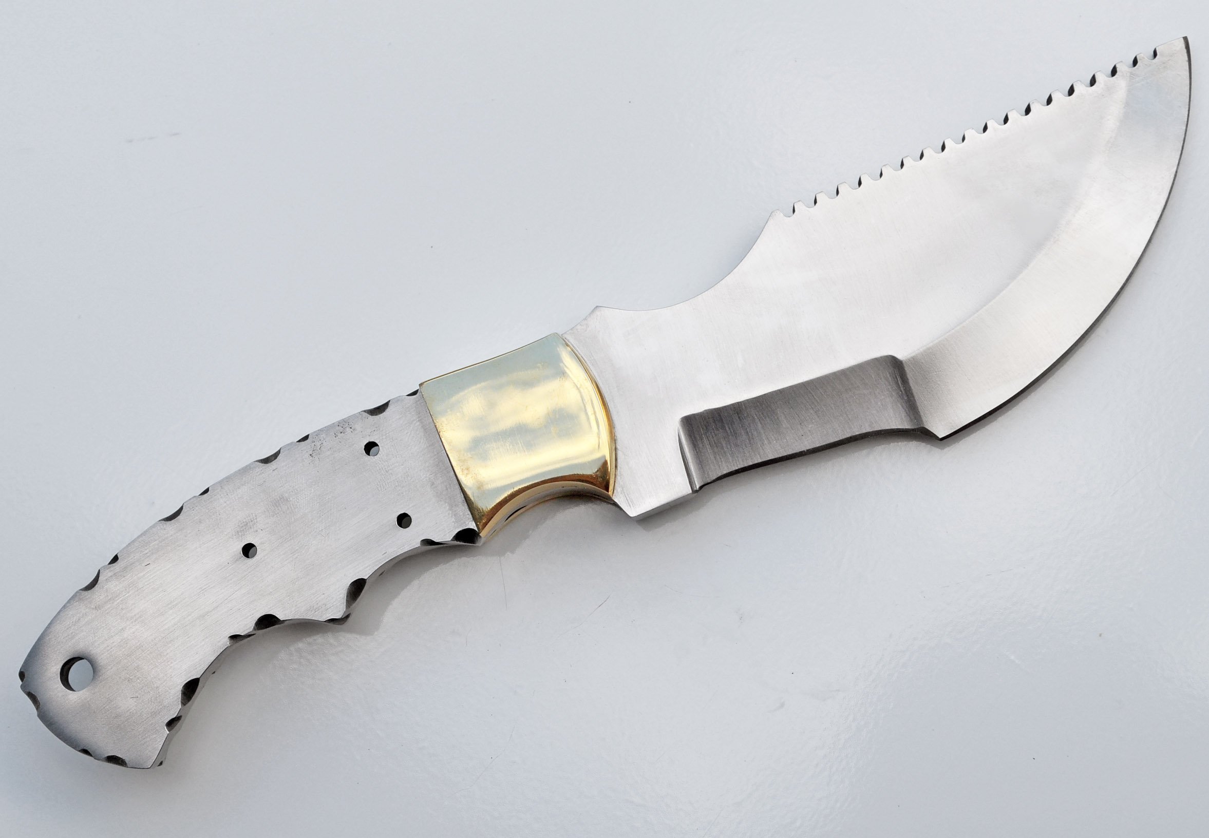 Whole Earth Supply Tracker 1095 High Carbon Steel Large Knife Blank +Brass Finger Guard for Custom Making Knives Blade Blades Blanks Hunting