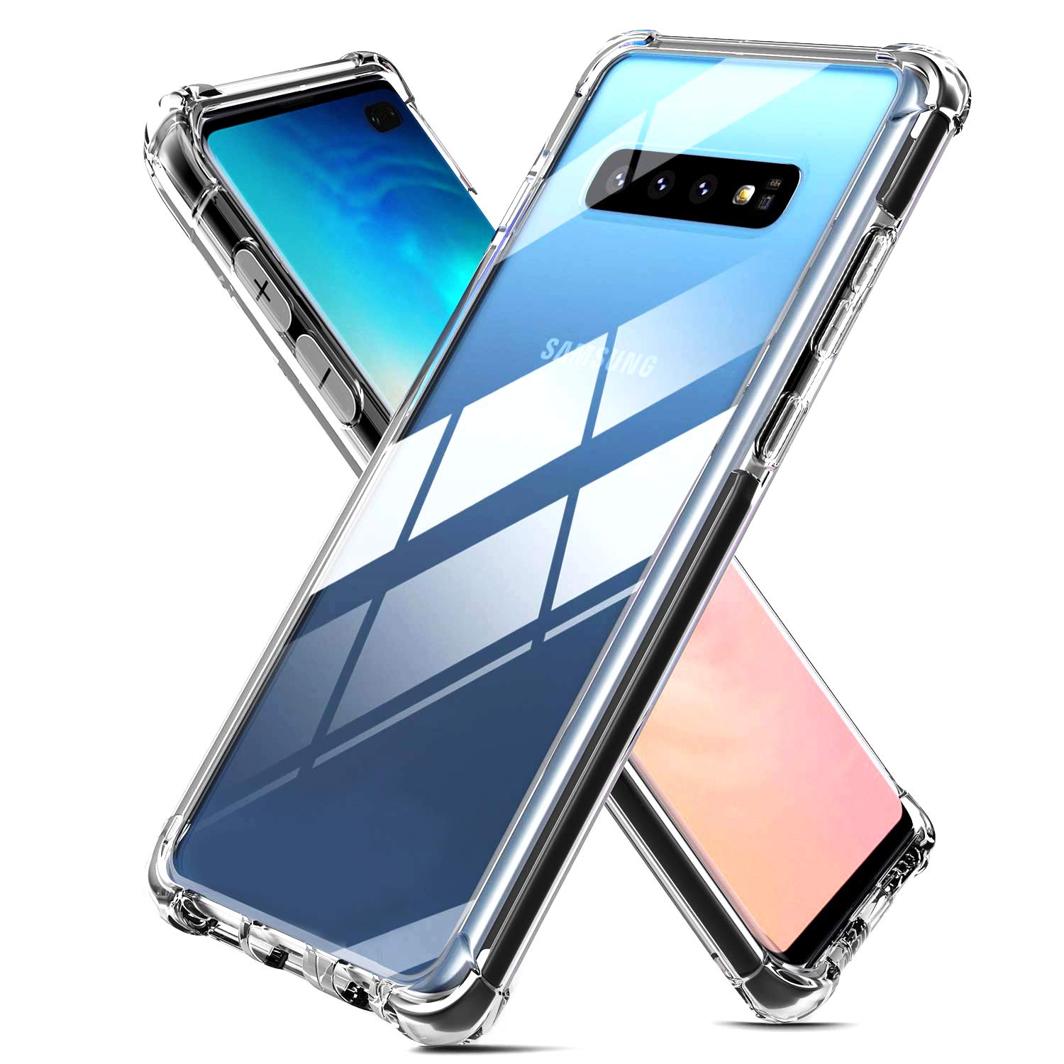 Weuiean Case [Shock-Proof Drop Protection] with [Sound Conversion] Feature Flexible Soft Silicone Bumper Protective Cover Clear Case, Samsung Galaxy S10 Plus 6.4" - Clear