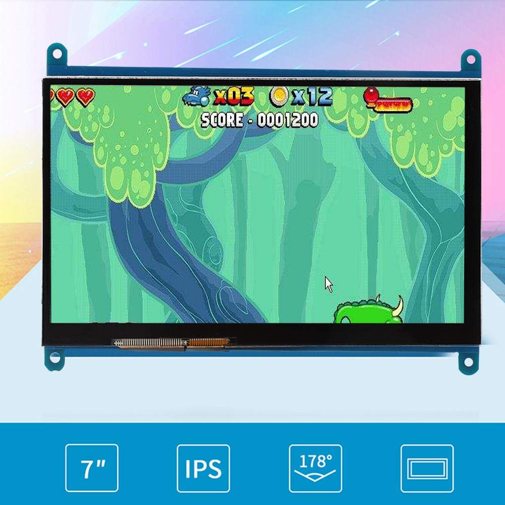 Yoidesu Capacitive Touch Screen 7 Inch for Raspberry Pi 3/2/1, 1024 × 600 Full HD Portable Gaming Monitor with Backlit, HDMI Touch Panel, Compatible with Windows 7, 8, 10