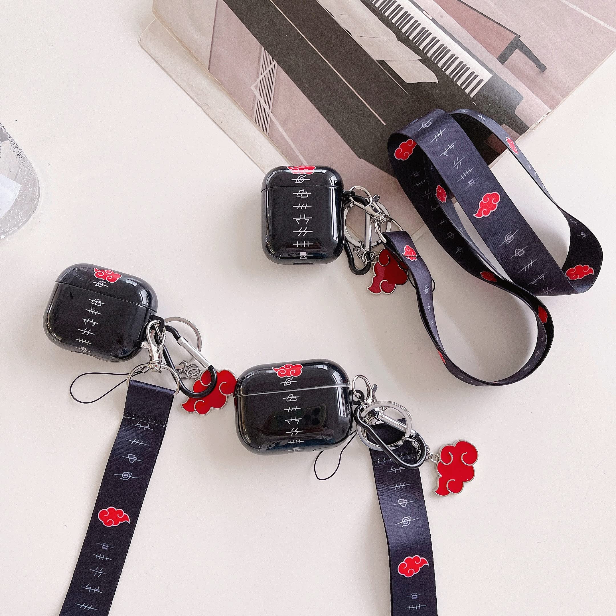 with Red Cloud Lanyard Keychain Airpod Case Cover, Personalised Anime Airpod 1/2 Case and Unique IMD Process TPU Soft