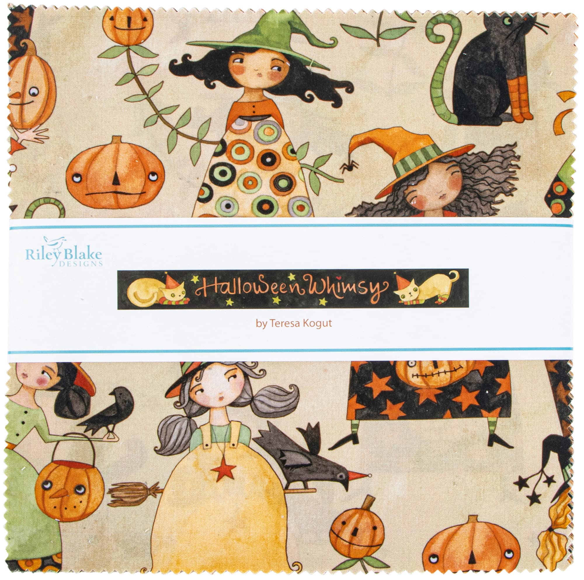 Teresa Kogut Halloween Whimsy 10" Stacker 42 10" Squares Layer Cake Riley Blake Designs 10-11820-42