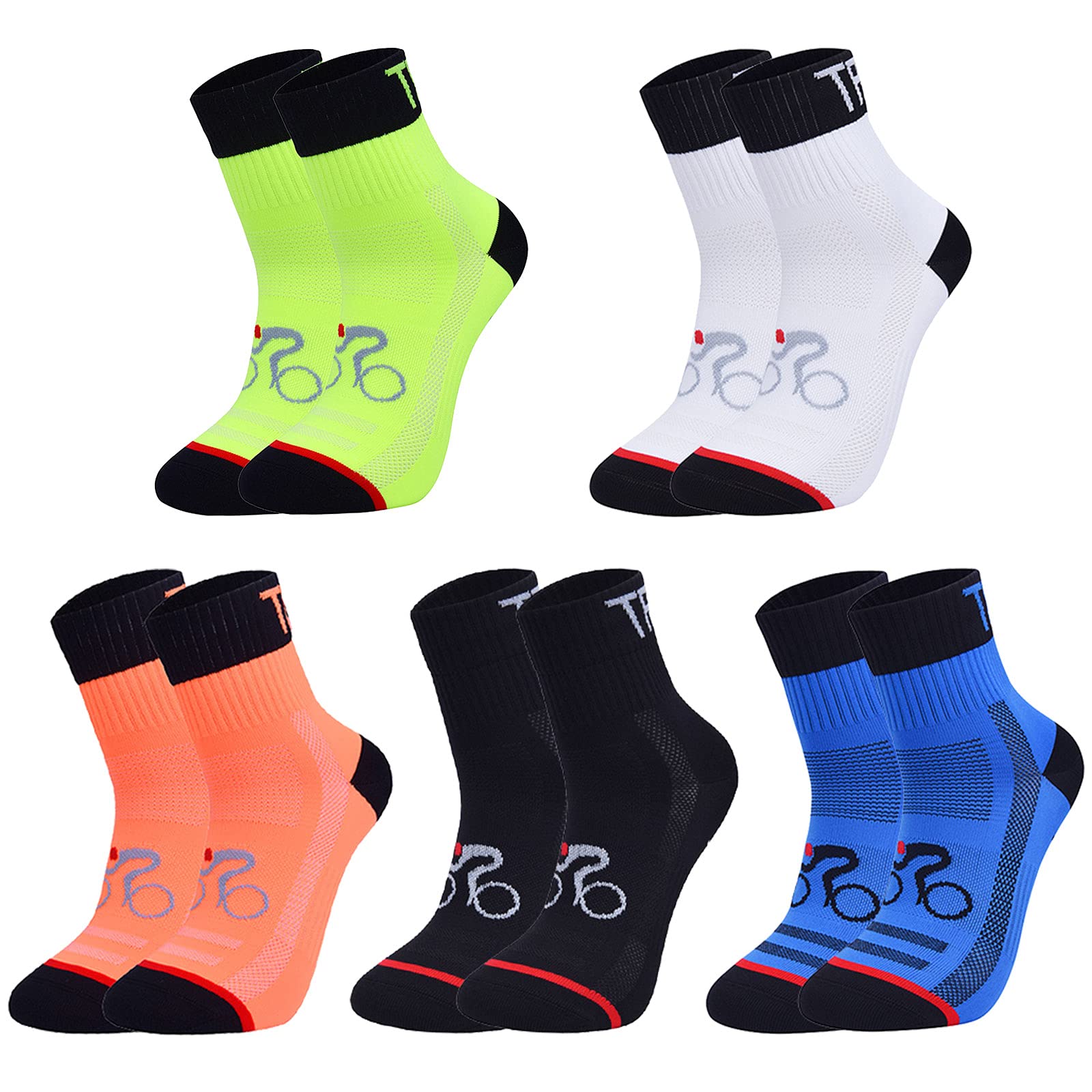 Ultrafun 10Pack Sports Cycling Socks Colorful Anti Smell Ankle Running Athletic Socks (5Pack, Medium)