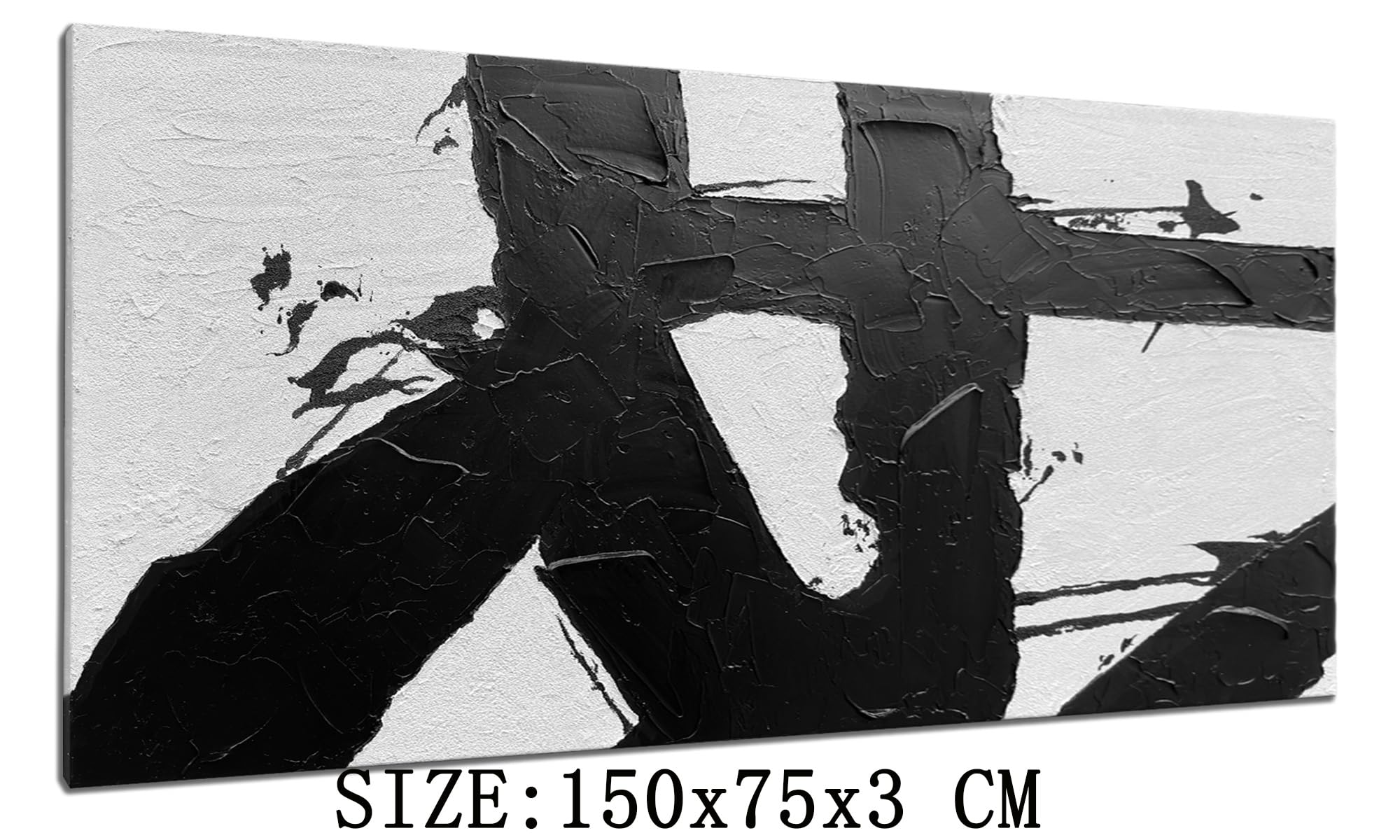 zoinart Large Canvas Wall Art, Black and White Abstract Wall Art 30x60 Inches Modern Canvas Paintings Minimalist Textured Wall Art Framed Artwork for Walls
