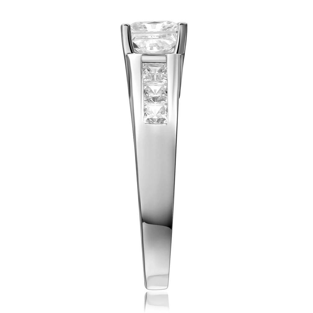 TWJC 14k White Gold Solid Princess Square Wedding Engagement Ring - Size 9