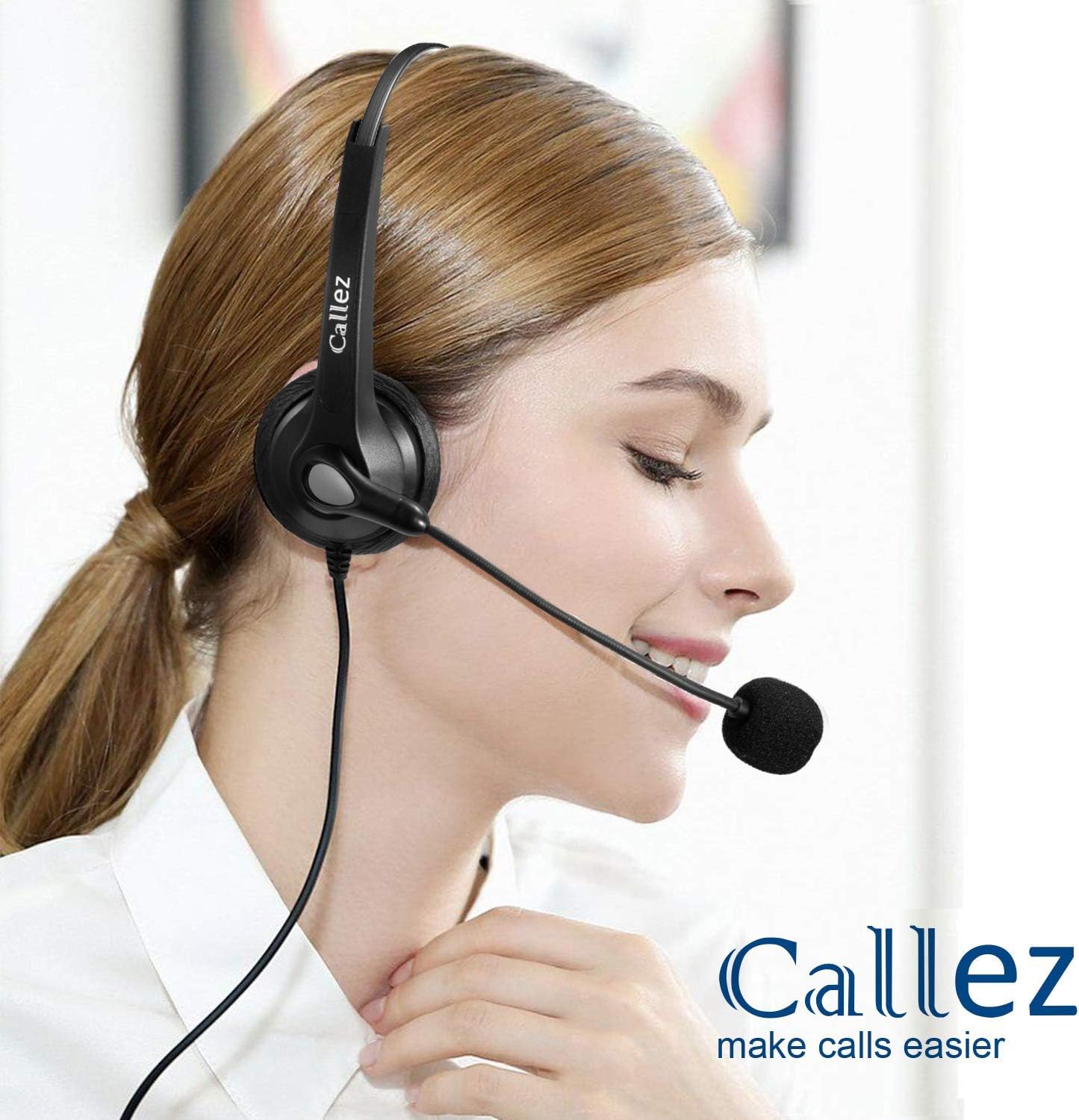 USB Headset with Microphone Noise Cancelling & Audio Controls, Stereo Computer Headphones for Business Skype UC Lync Softphone Call Center Office, Clearer Voice, Super Light, Ultra Comfort