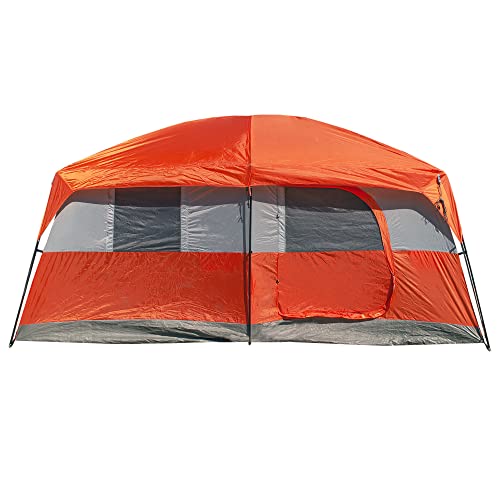 WFS 8-Person 2-Room Cabin Camping Tent with Rain Fly, Orange