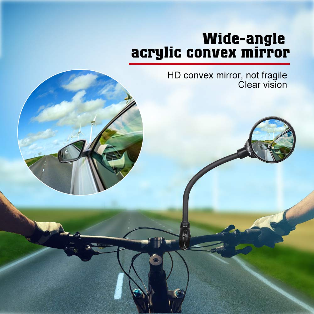 Zacro Bike Mirror - 1 Pcs 360° Adjustable Bicycle Mirrors for Handlebar End, Rotatable Mirror Universal with Wide Angle Rear View Mirrors Glasses for Mountain Road Bike