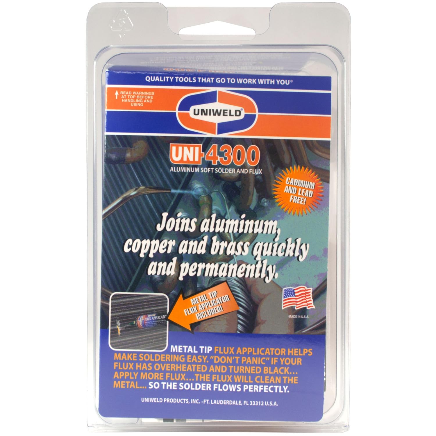 Uniweld P4KD9S Aluminum Soft Solder Kit with Metal Tip Flux Applicator 2 x 3.25 x 1 inches