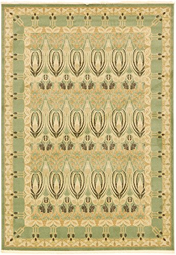 Unique Loom Edinburgh Collection Area Rug - Canmore (7' 1" x 10' Rectangle, Light Green/ Cream)