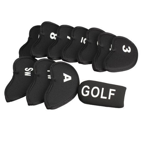 WinnerEco Golf Putter Cover, Black Set of 11pcs Golf Club Putter Iron Head Cover Case Protector Sleeve