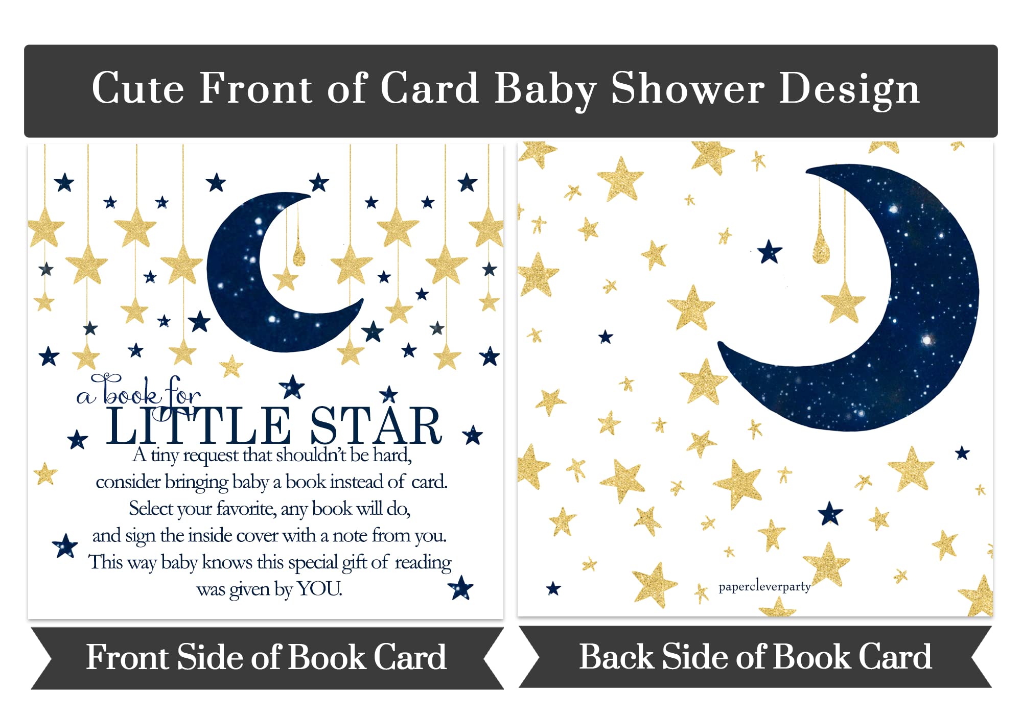 Twinkle Little Star Books for Baby Shower Cards, Invitation Inserts Boys Book Request, Bring Book Instead of Cards Poem, Cute Storybook-Theme Ideas, 25 Pack