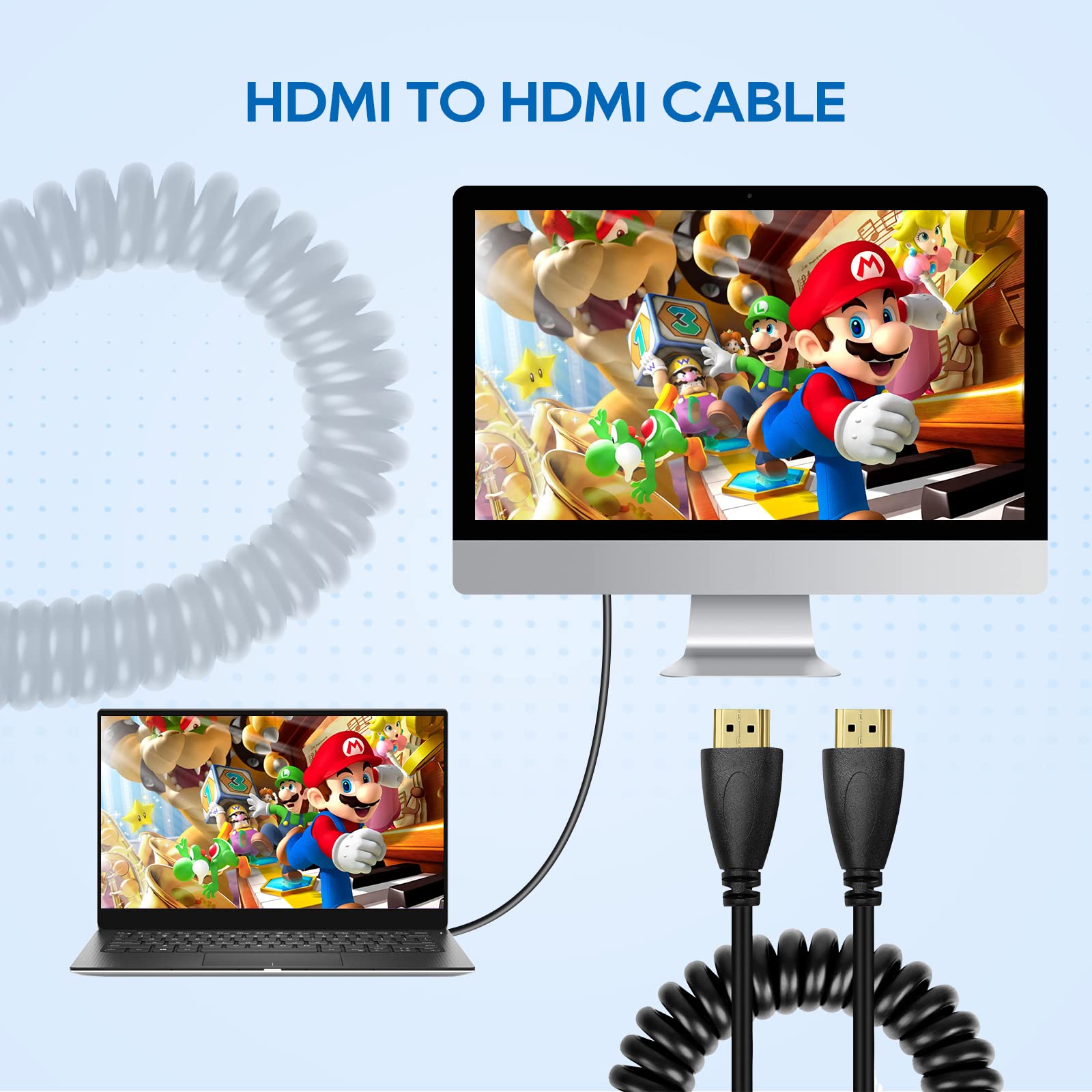 UCEC 11.81"/30cm Coiled Micro HDMI to Mini HDMI Cable for Atomos Ninja Star Tablets Cameras