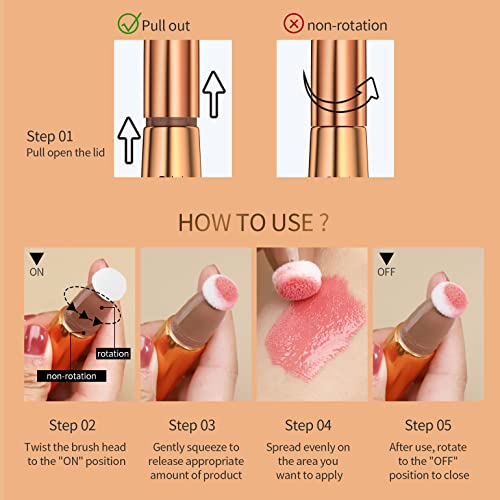 Yeweian 3PCS Liquid Contour Beauty Wand, Liquid Blush Highlighter Makeup Stick with Applicator, Cream Bronzer Stick Natural Matte Finish, Lightweight Blendable Cream Contour Highlighter Blush Wand
