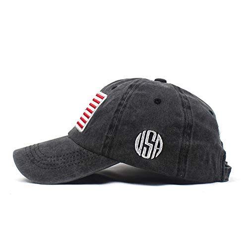 Uphily Black USA American Flag Baseball Cap, Low Profile Patriotic Dad Hat for Men or Women