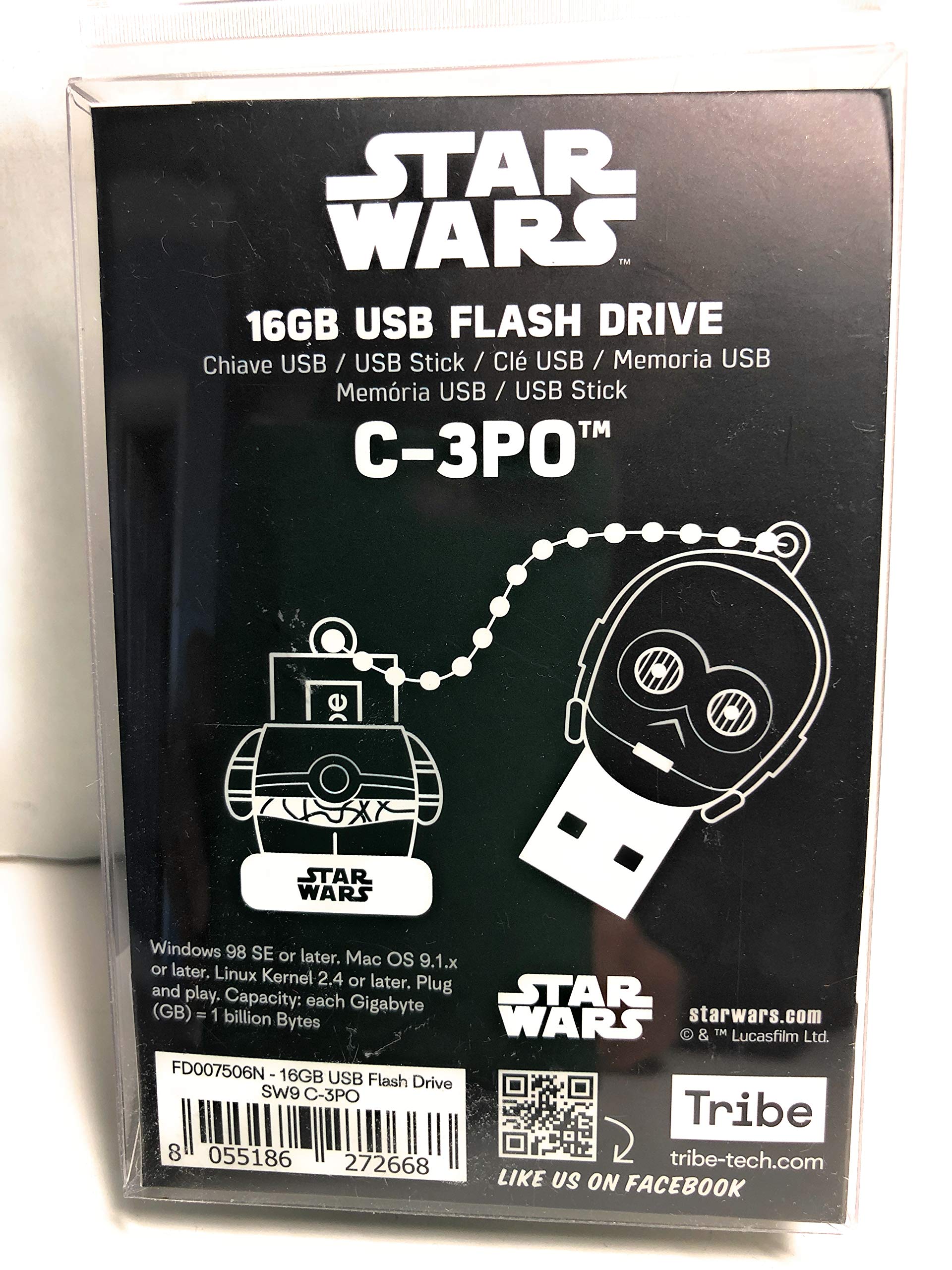 Tribe Star Wars USB 2.0 Flash Drive, 16GB, C-3PO, FD007506N