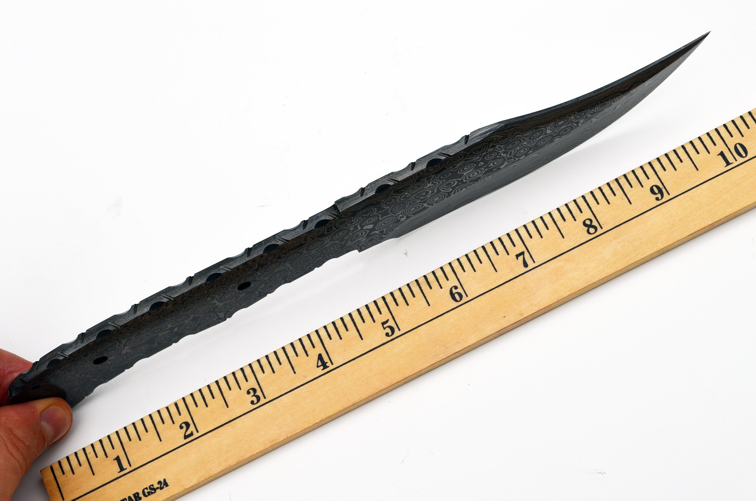 Whole Earth Supply Large Damascus High Carbon Steel Bowie Hunting Blank Blanks Blade Hunting Knife Knives Making 1095HC