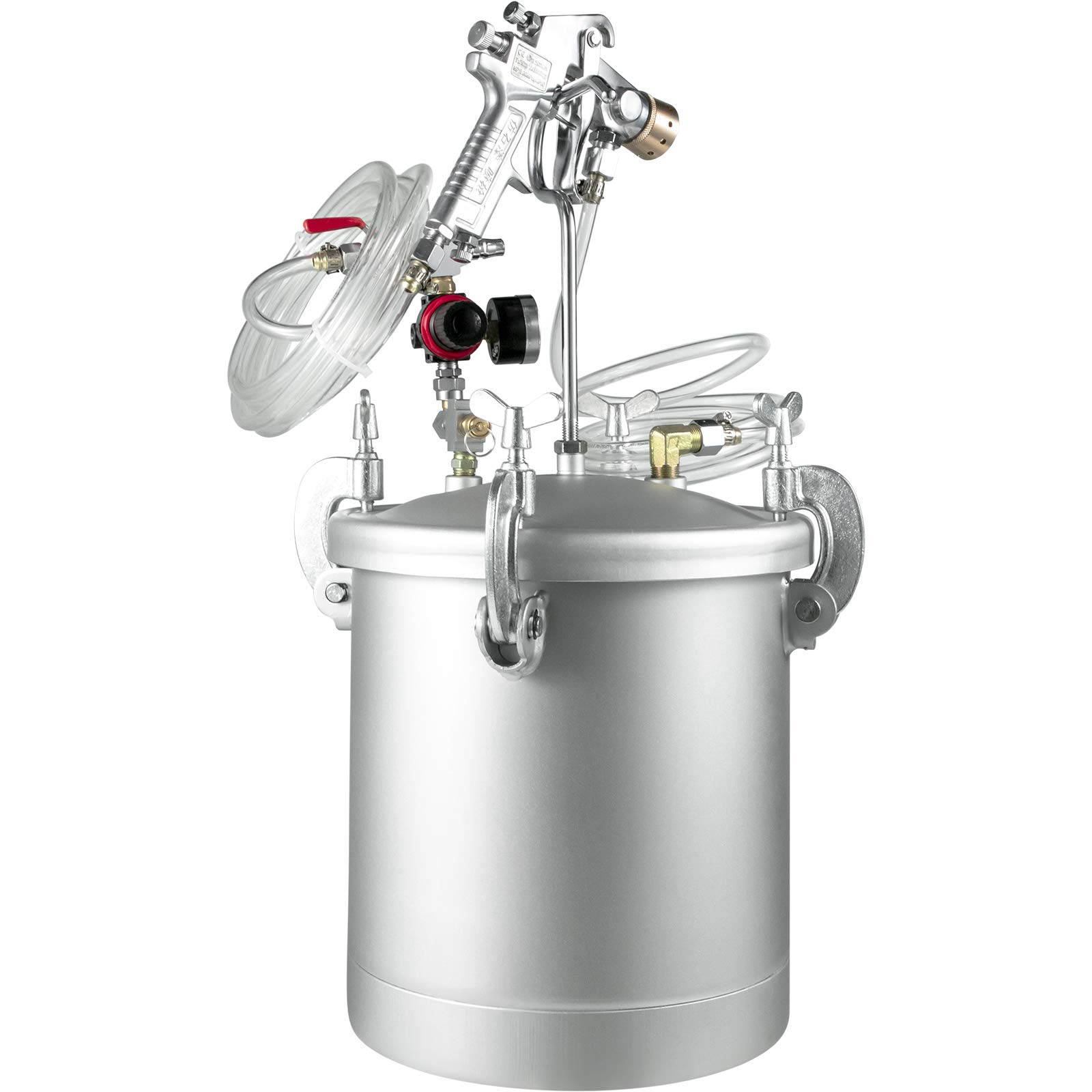 VEVOR Paint Tank 10L Pressure Pot Paint Sprayer 2.5 Gallon Pressure Spray Gun Regulator (10L 1.5mm)