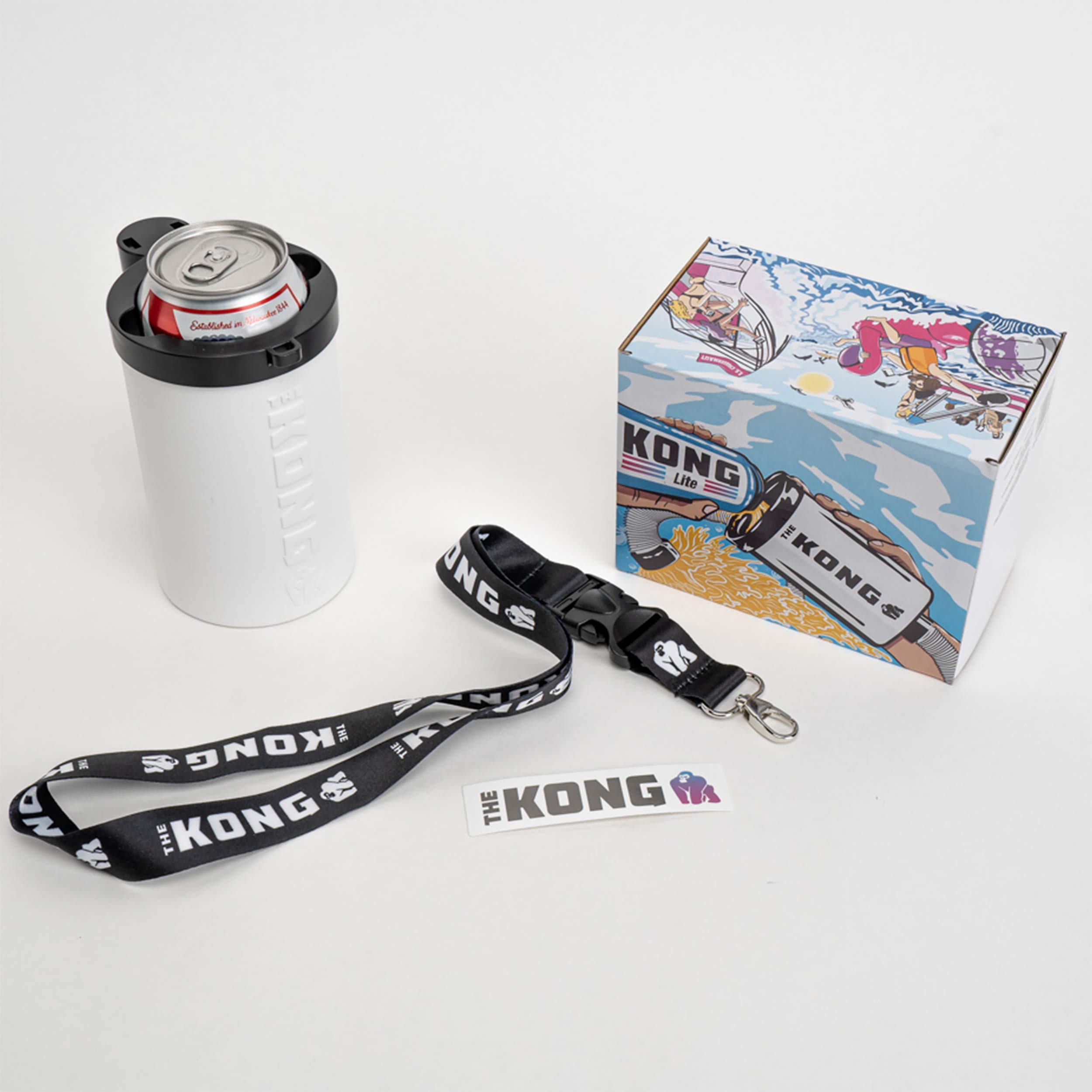 The Kong 2.0. A Portable Can or Bottle Cooler/Cup with A Detachable, Expandable, Hose to Funnel Your Drink. (Black)