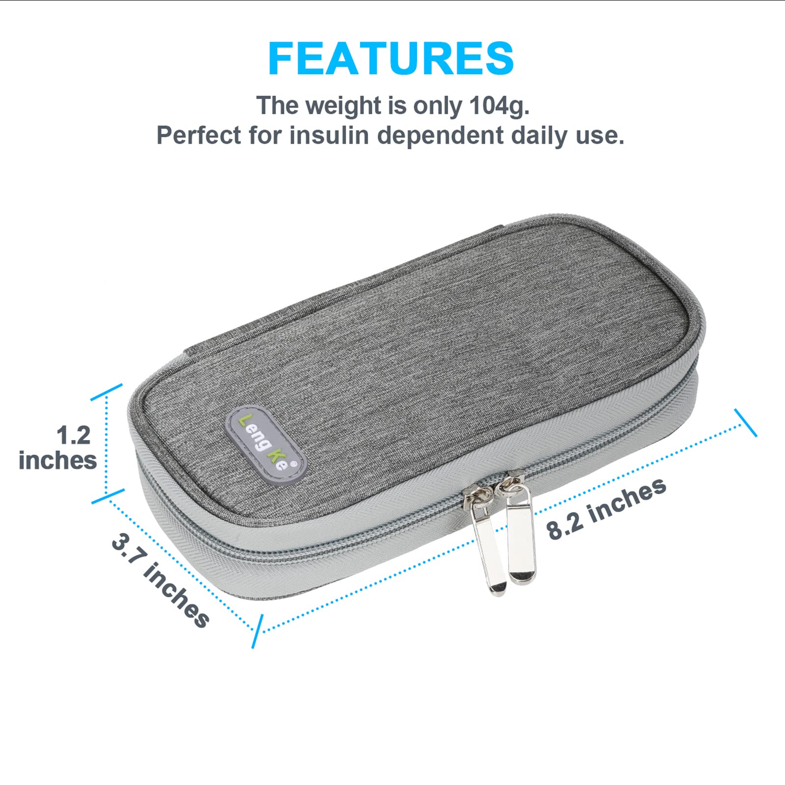 YOUSHARES Insulin Travel Case - Insulin Cooler Bag for Pen, Medicine, Pen Glucose Meter and Other Diabetic Supplies(Grey,Bag Only