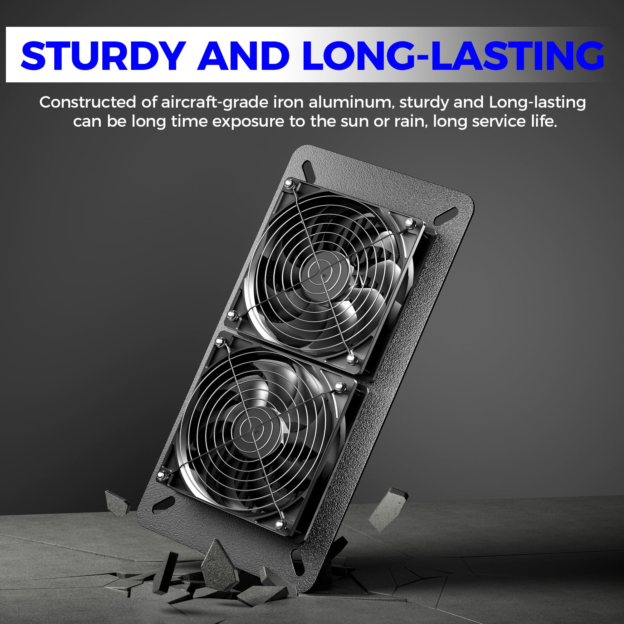 Voltset Solar Powered Fan, 15W Pro Solar Panel IP65 Waterproof with Solar Exhaust Fan for Greenhouse, Shed, Chicken Coop, Pet Houses, Outside