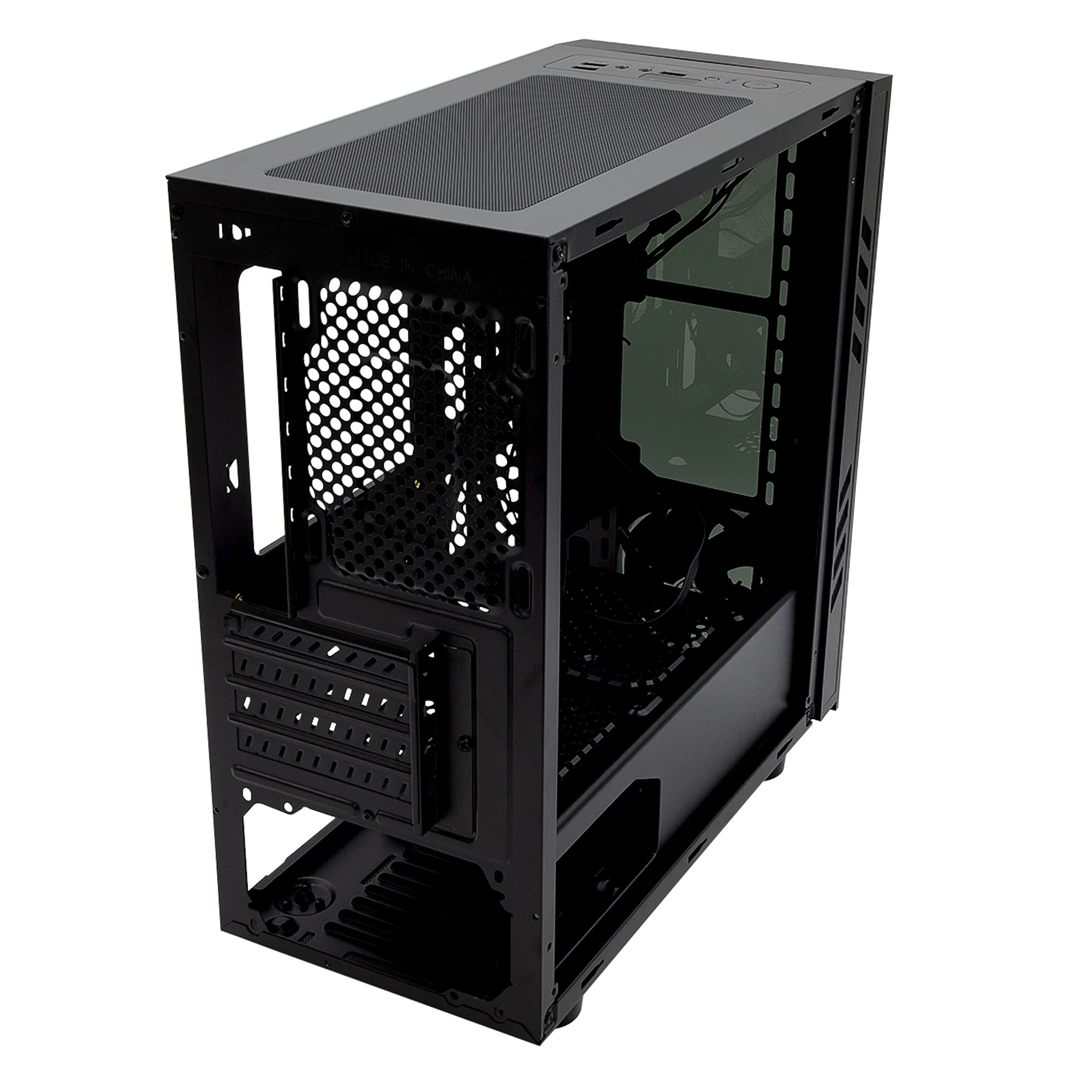 YEYIAN Kalt Gaming PC Case, Mini Tower Micro/Mini ATX, Tempered Front Glass, Clear Acrylic Side Panel, 1 LED Fan, SPCC Chassis, Metal Mesh Air Flow, 3 USB Ports, 14.72"x7.28"x14.96", ROHS CE Certified