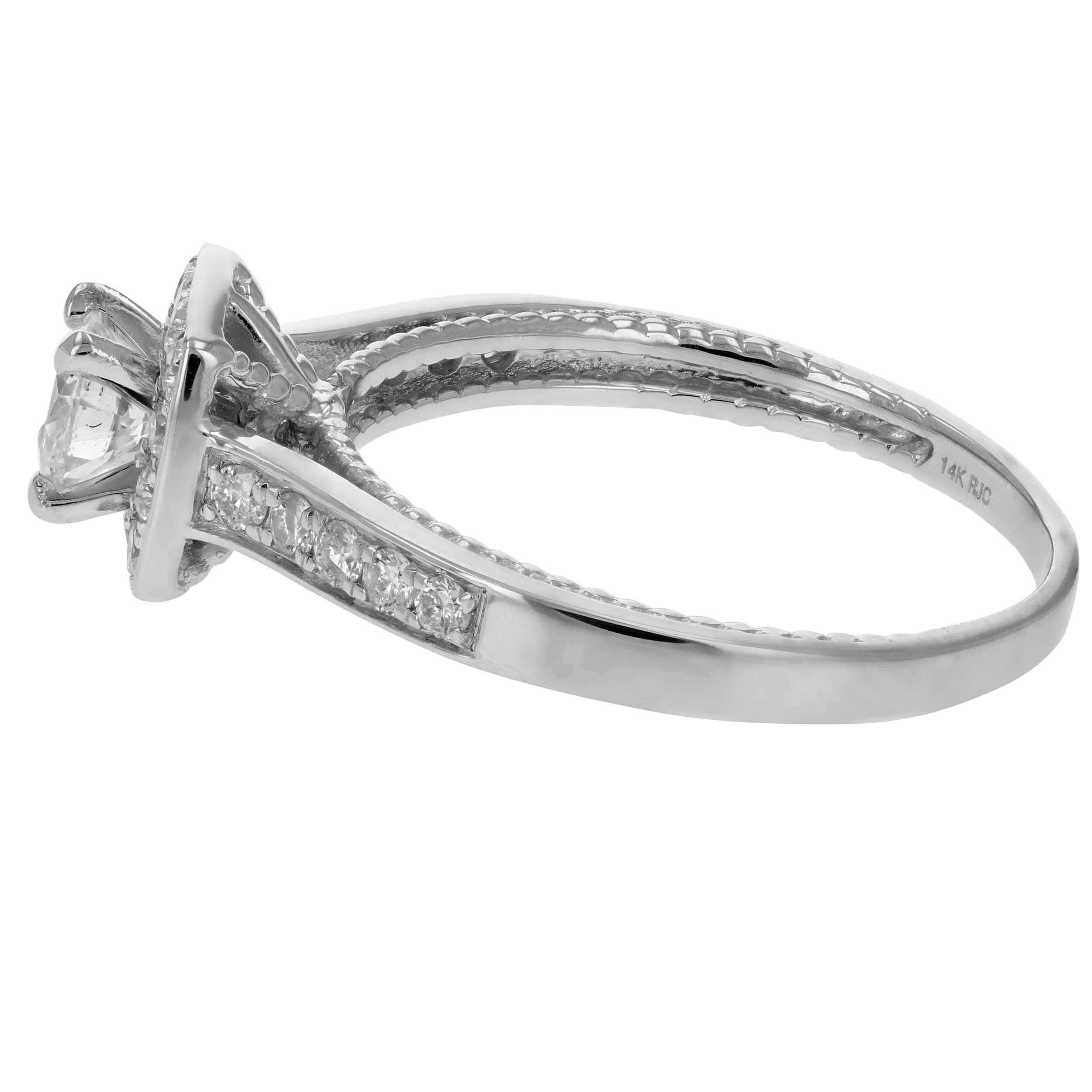 Vir Jewels 3/4 cttw Diamond Milgrain Wedding Engagement Ring Cushion 14K White Gold Bridal Size 7