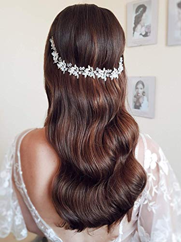 SWEETV Silver Rhinestone Wedding Headband Tiara Crystal Headpiece Bridal Hair Accessories for Bride Women
