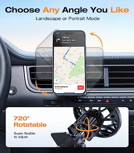 VICSEED for MagSafe Car Mount, Ultra- Strong Magnetic Phone Holder for Car Vent, 360° Hands-Free Magnet Cellphone Car Mount for Socket Grip, Fit for iPhone 15 14 13 12 Pro Max Plus Min