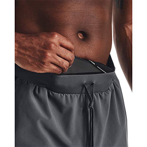 Under Armour Qualifier Speedpocket 9-inch Linerless Shorts, Pitch Gray (012)/Black, X-Large