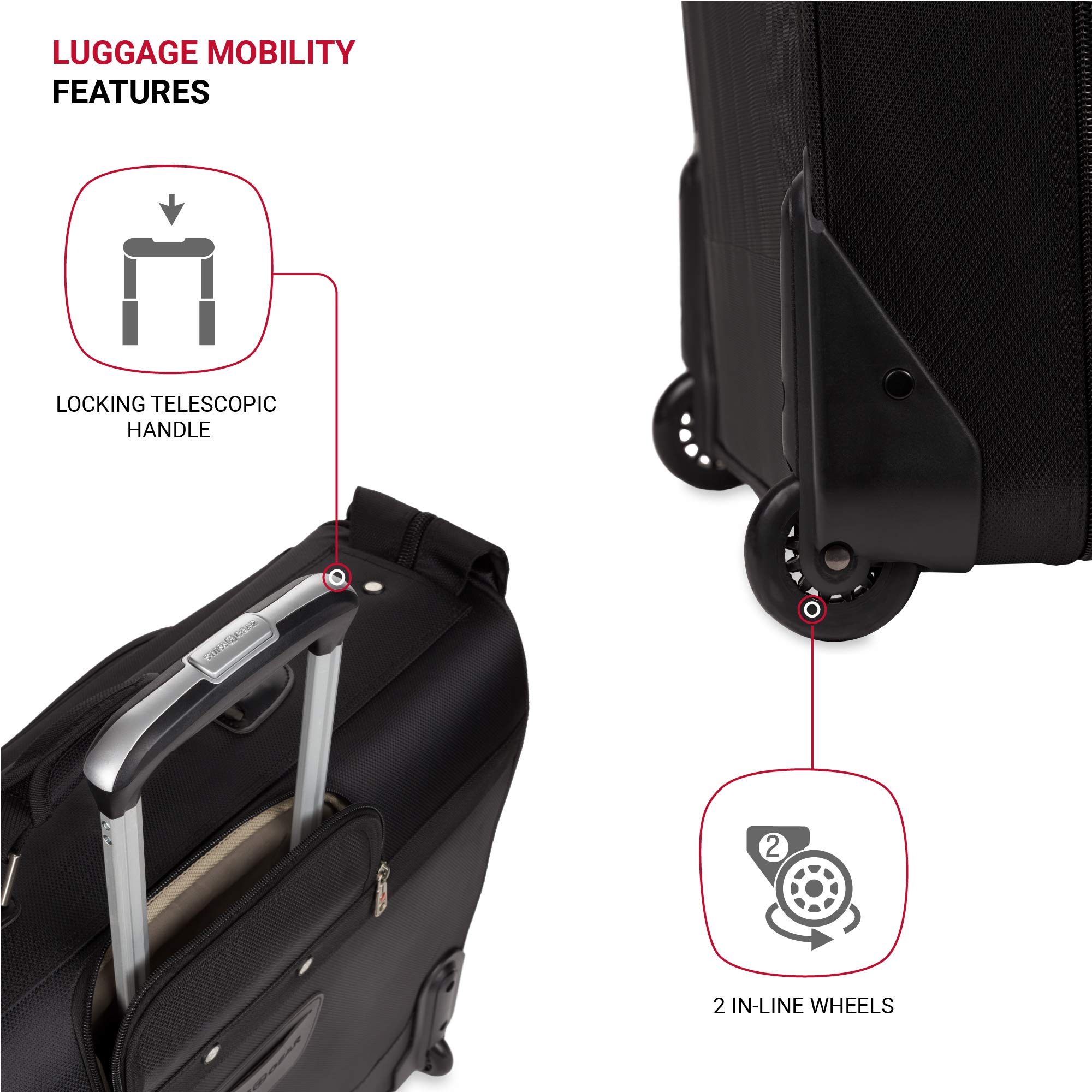 SwissGear 7895 Premium Rolling Garment Bag, Black, 24-Inch