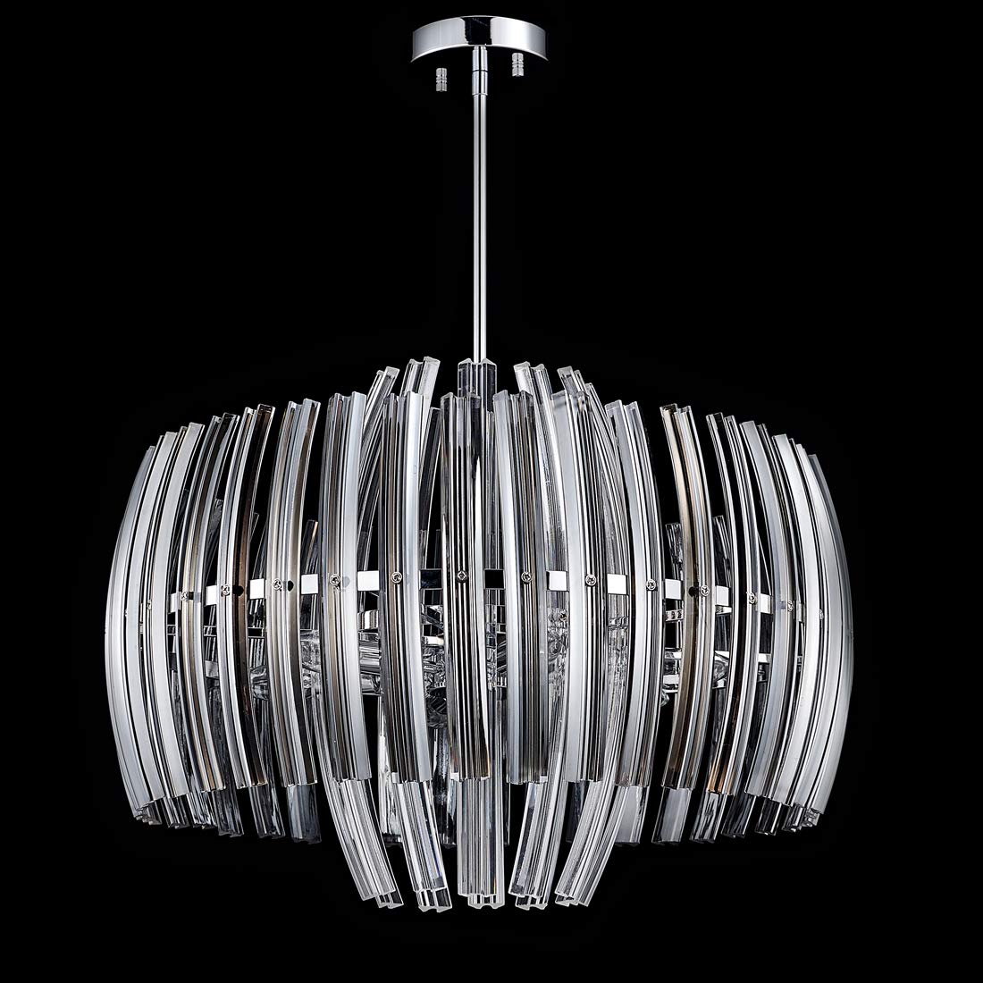 TZOE Crystal Chandelier,Modern Drum Light,17.7"(D) x45.7(H),4 Light Crystal Pendant Light,Adjustable Height,Polished Chrome,UL Listed