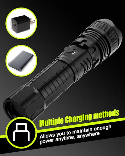 Victoper LED Flashlights, High Powered 10000 Lumens Super Bright Tactical Flashlight, Rechargeable, 5 Modes Zoomable Waterproof Flash Lights for Emergency, Outdoor, Home, Camping, Hiking