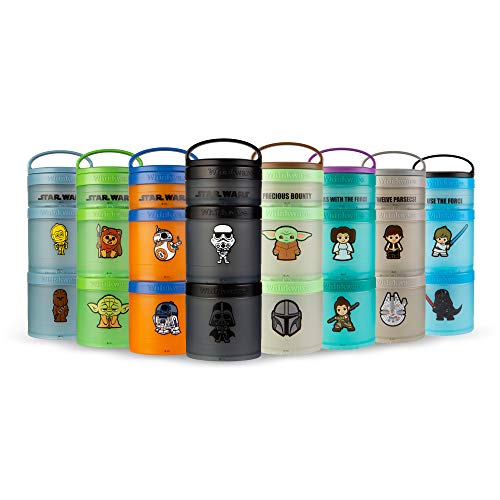 Whiskware Star Wars Stackable Snack Containers for Kids and Toddlers, 3 Stackable Snack Cups for School or Travel, Ashoka and R2D2