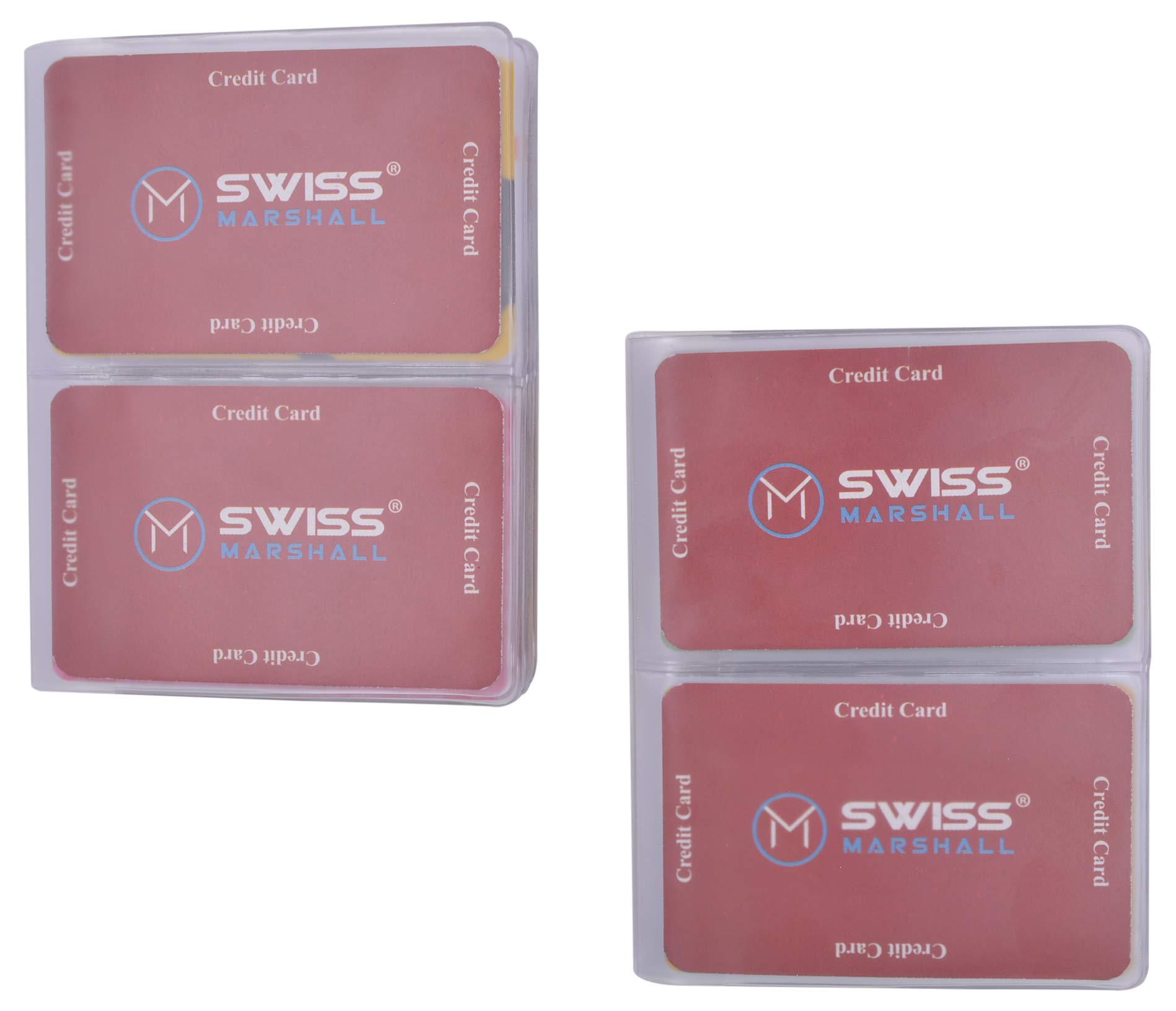 Swiss Marshall Set of 2 Heavy Duty Plastic 6 Page Hipster Wallet Inserts Side Load for Wallets MADE IN USA