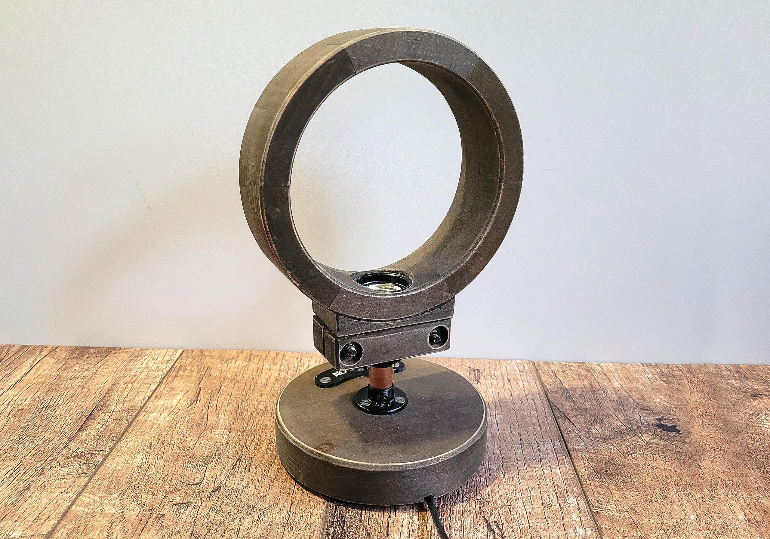 Wooden table lamp LWB, handmade steampunk author's design solid wood brass aged wood vintage rustic