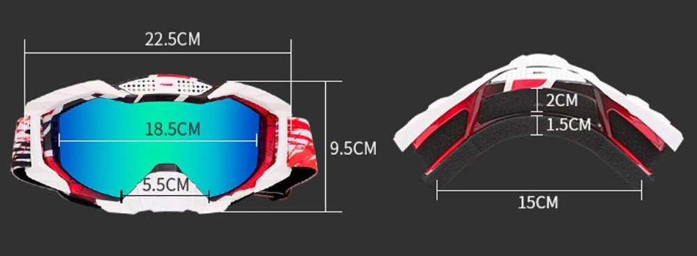 Wonzone Windproof Dustproof Motorcycle Cross country Sunglasses Snowboard Ski Goggles Adjustable UV Protective Outdoor Glasses Anti-fog Eyewear Combat Skiing Snow Goggles (Grey&White)