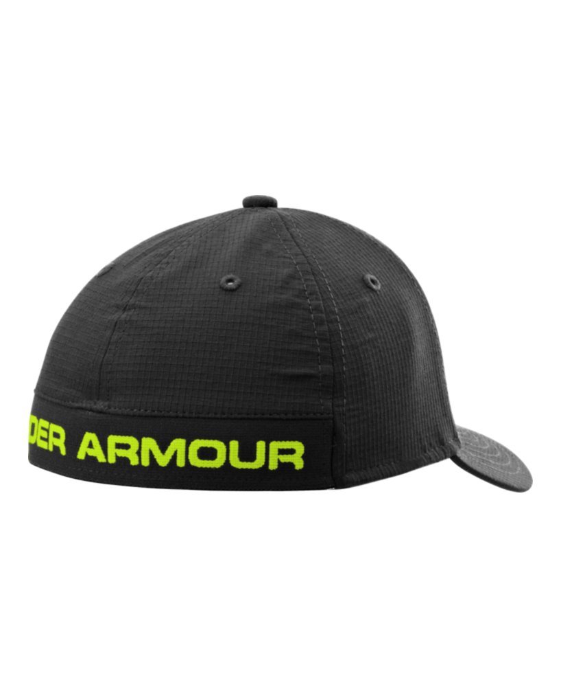Under Armour Boys' Headline Stretch Fit Hat, Black /High-Vis Yellow, Youth Small/Medium