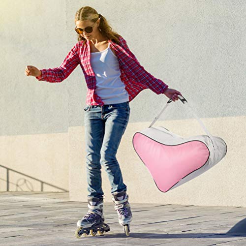 VOSAREA 2PCS Ice Skate Bags Triangle Roller Skates Tote Bag Rollerskates Ice Skating Bags Roller Ski Boot Bag for Ice Skate Protective Gears Kids Adults(Pink)