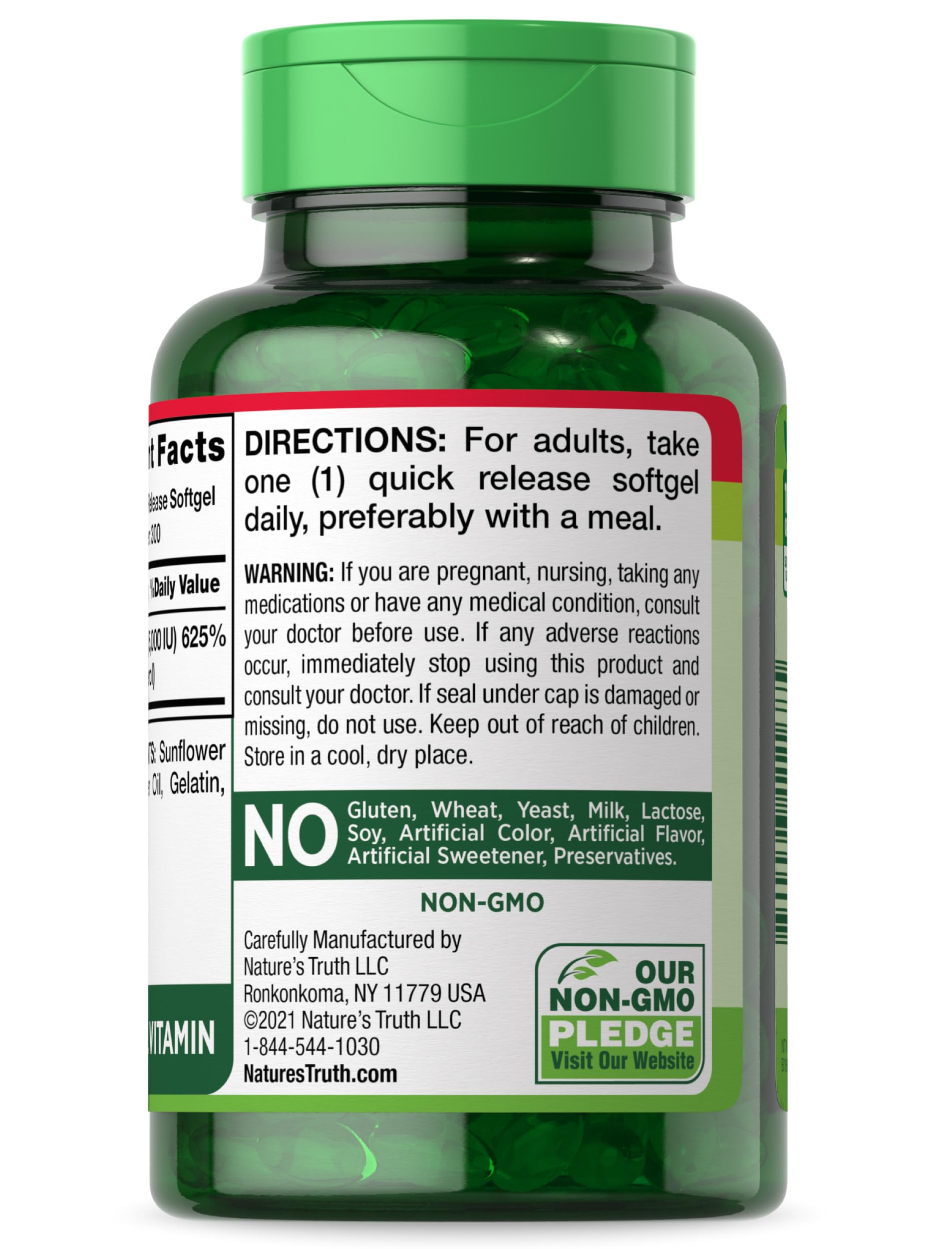 Vitamin D3 5000 IU | 300 Softgels | High Potency Vitamin D | Non-GMO and Gluten Free Supplement | by Nature's Truth