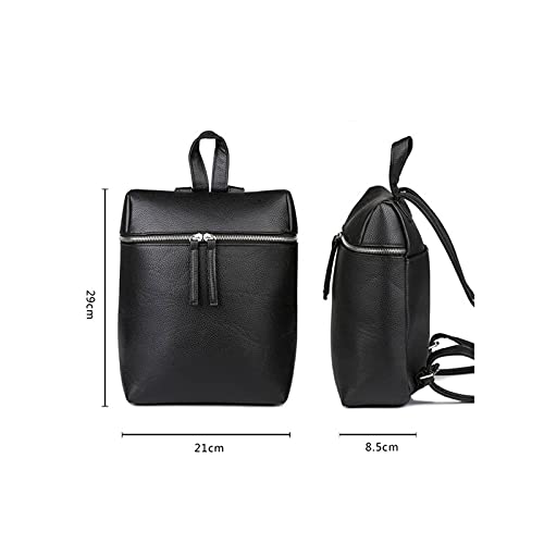 WOBBLO Backpacks Women Backpack White And Black Lady Travel PU Leather Backpacks Female Rucksack Bag (Color : Black)
