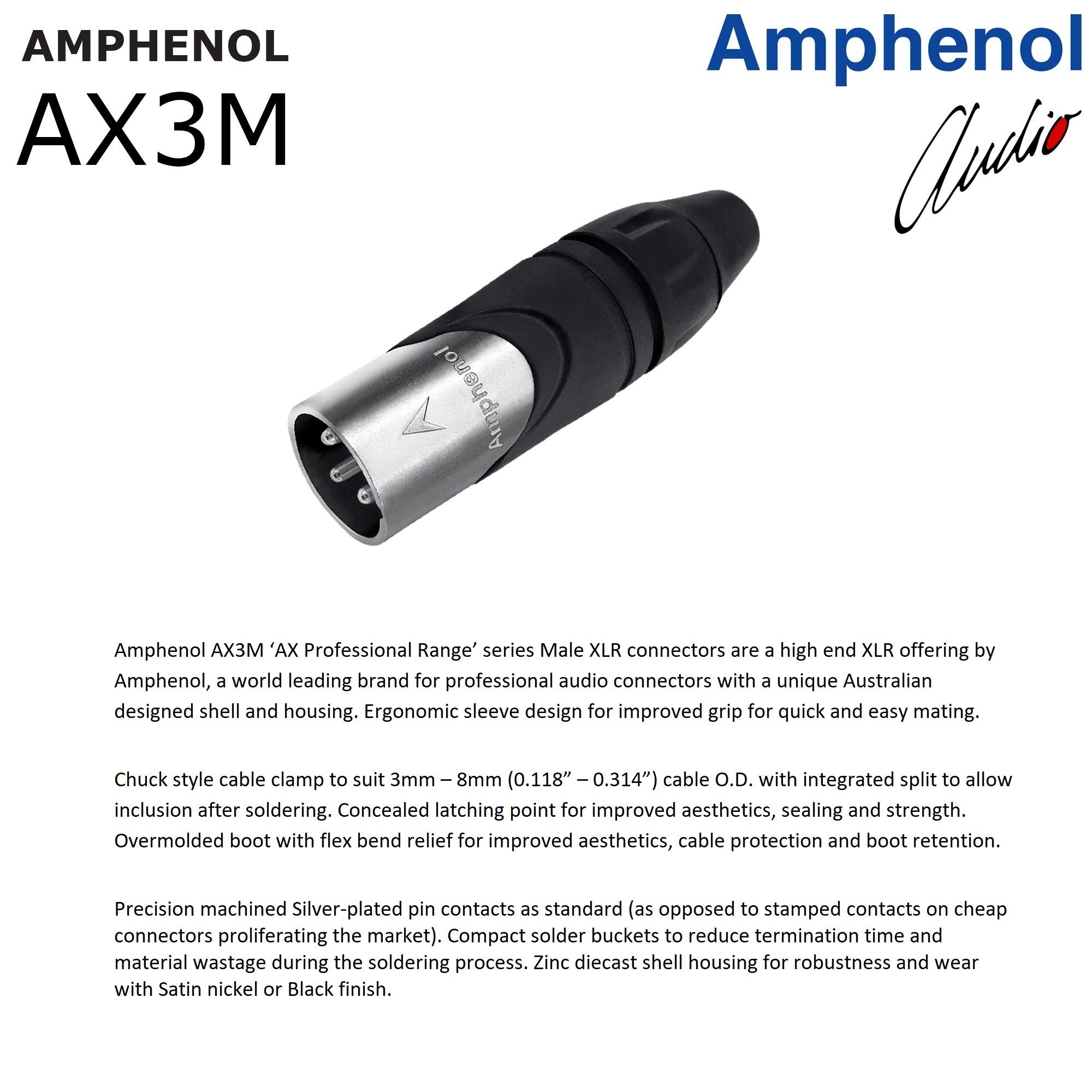 WORLDS BEST CABLES 2 Units - 6 Foot - Gotham GAC-4/1 (Black) - Star Quad, Dual Shielded Balanced Male to Female Microphone Cables with Amphenol AX3M & AX3F Silver XLR Connectors - Custom Made