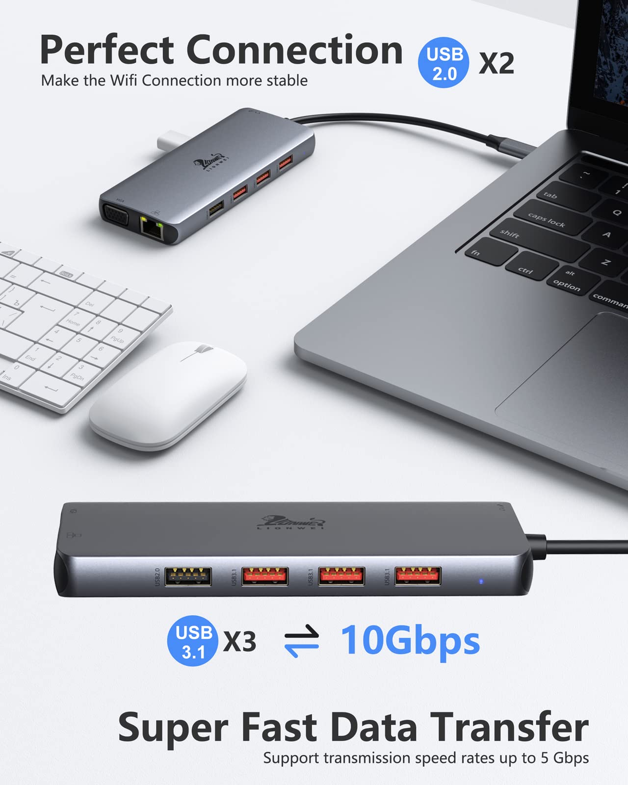 USB C Docking Station Dual Monitor, 11-in-1 USB-C Laptop Docking Station to Dual 4K HDMI,VGA,Gigabit Ethernet,3 * 10G USB 3.1,2*USB 2.0,87W PD,3.5mm Audio/Mic for Dell/Surface/HP/Lenovo Laptops
