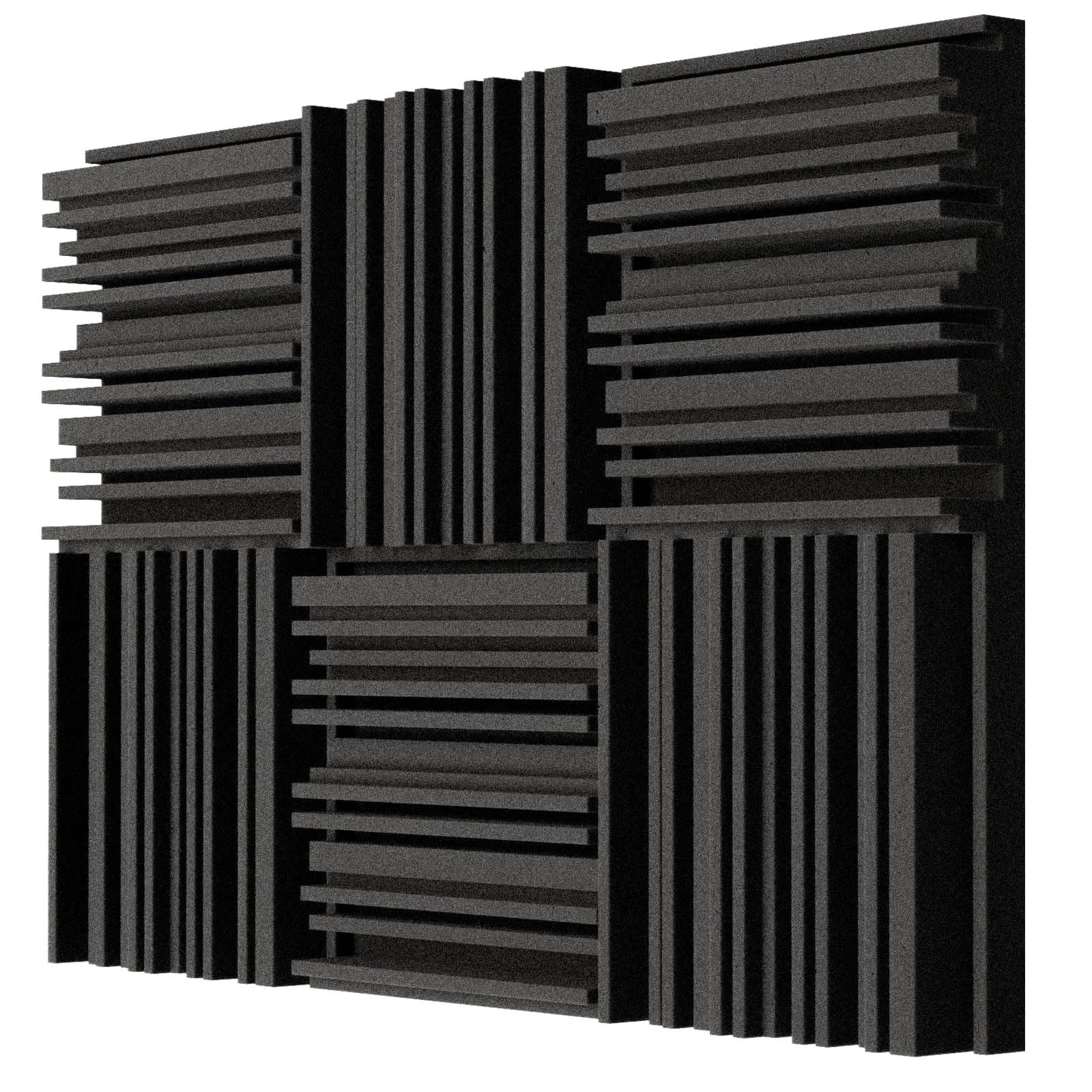TroyStudio Thick Acoustic Foam Panels, 12 X 12 X 2 Inches 6 Pcs Broadband Sound Absorbing Foam, Dense Soundproof Padding Tile, Recording Studio Foam Absorber, Groove Decorative 3D Wall Ceiling Panel
