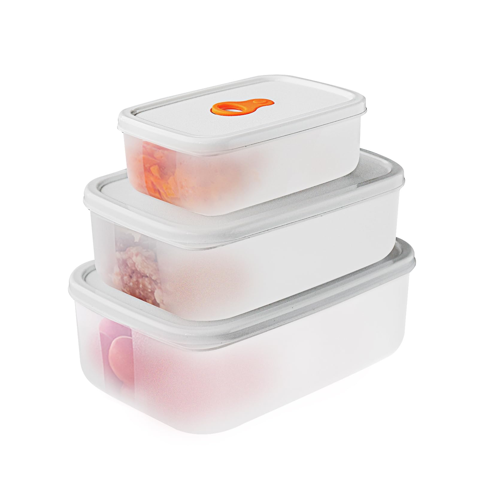 Simpleeasy 6 PCS Food Storage Containers with Lids and Steam Vents (3 Containers + 3 Lids), Microwave, Fridge and Dishwasher safe,Transparent Plastic