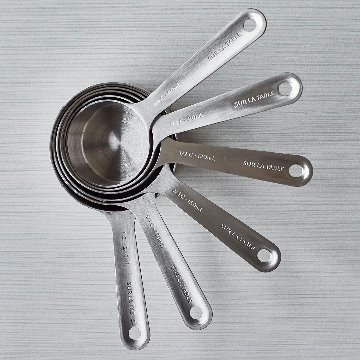 Sur La Table Stainless Steel Measuring Cups, Set of 6, Silver