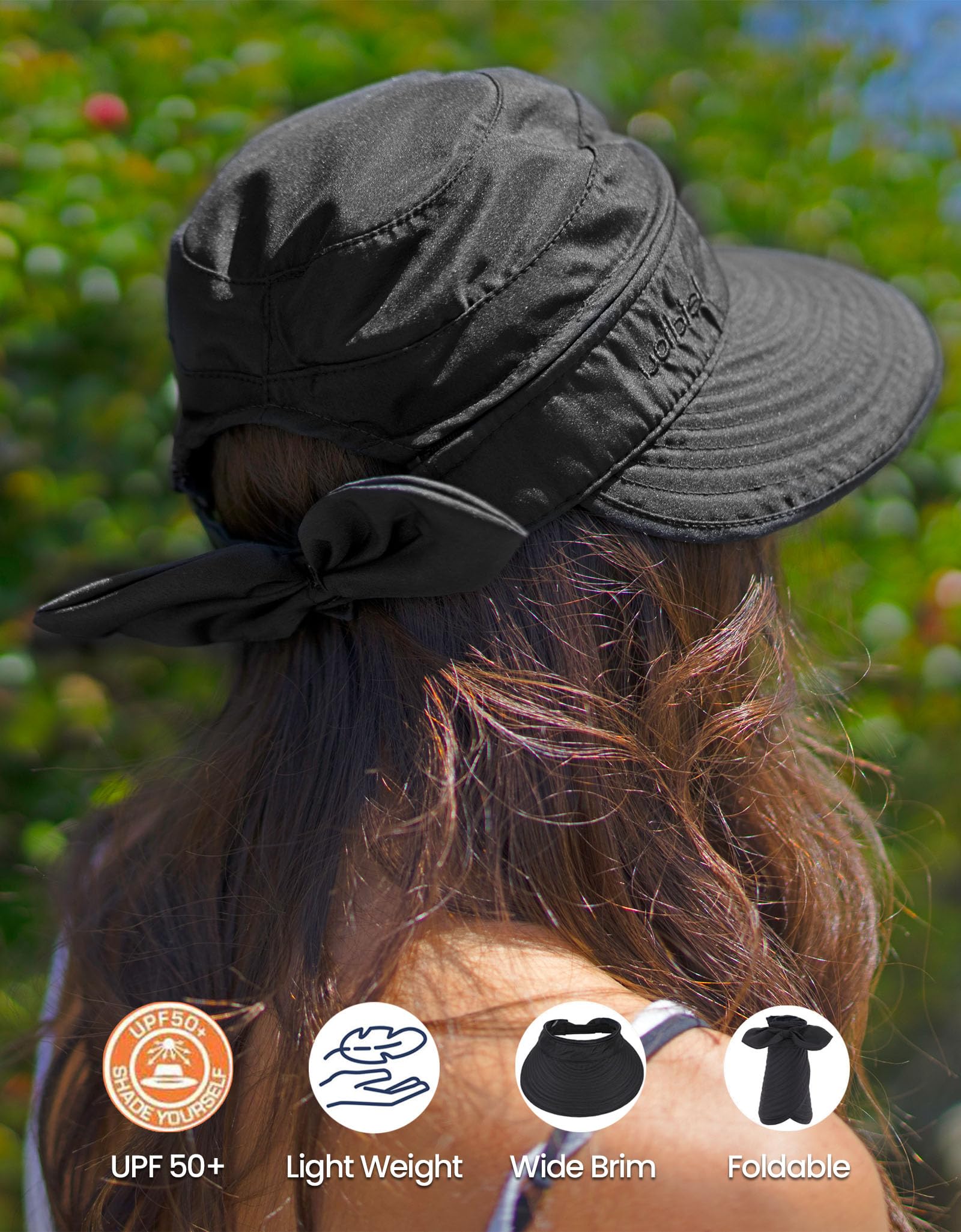 Simplicity Women's Sun Hats Sun Visor Hats Women Large Brim Summer UV Protection Beach Cap Womens Visor Ponytail Hat Blue