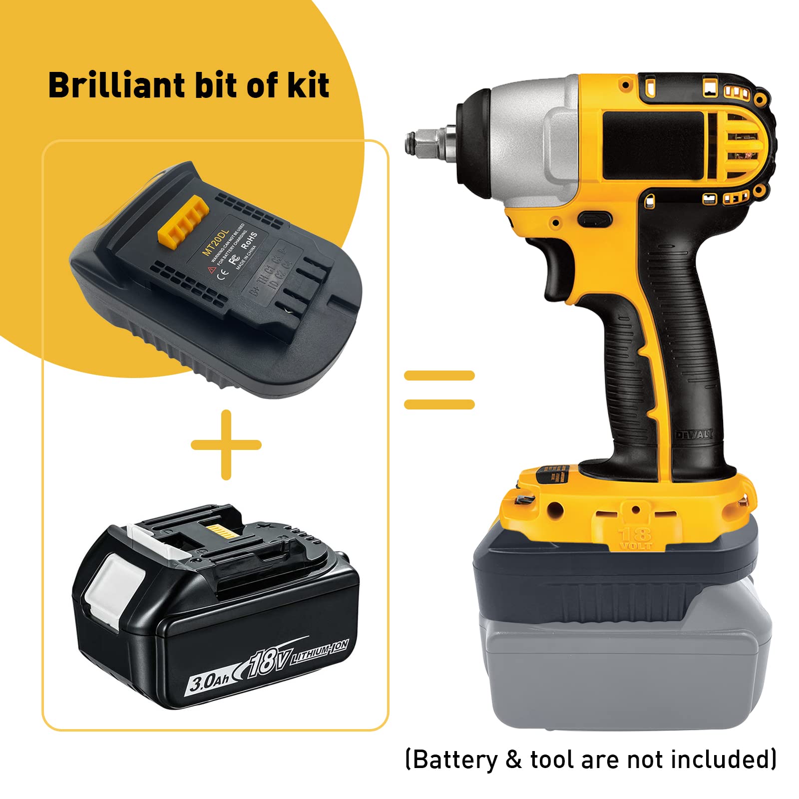 ZDTZAN MT20DL Battery Adapter for Makita 18V Li-ion Battery use on Dewalt 20V Battery Tool, Convert for Dewalt 18V 20V DCB200 Li-ion Battery Cordless Power Tools