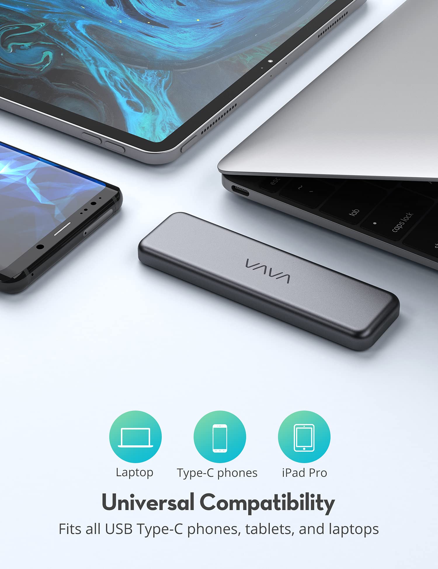 VAVA Portable External SSD Pro, 512GB Hard Drive with 540MB/S Data Transfer, NAND Flash, USB 3.1 Gen 2 Interface, ATA Lock, Mini USB C Solid State Drive